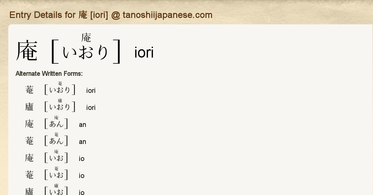 Iori Meaning