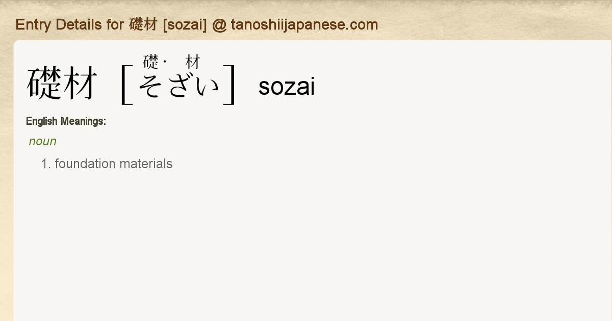 Entry Details For 礎材 [sozai] Tanoshii Japanese, 45% OFF
